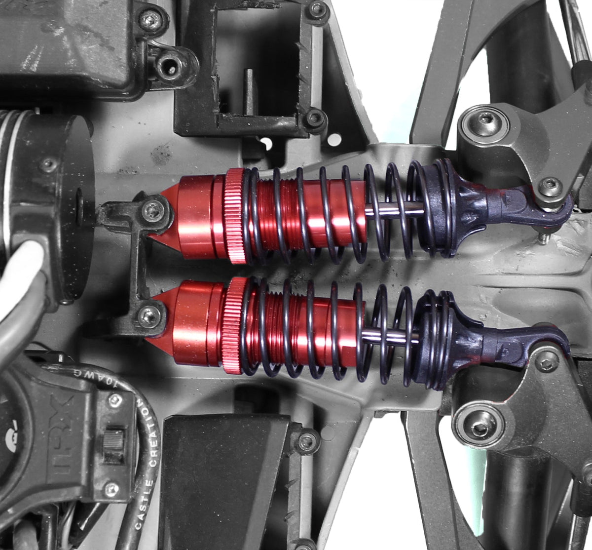 Revo Alum 100mm Adjustable Shocks (pr.) - Red — Racers Edge RC