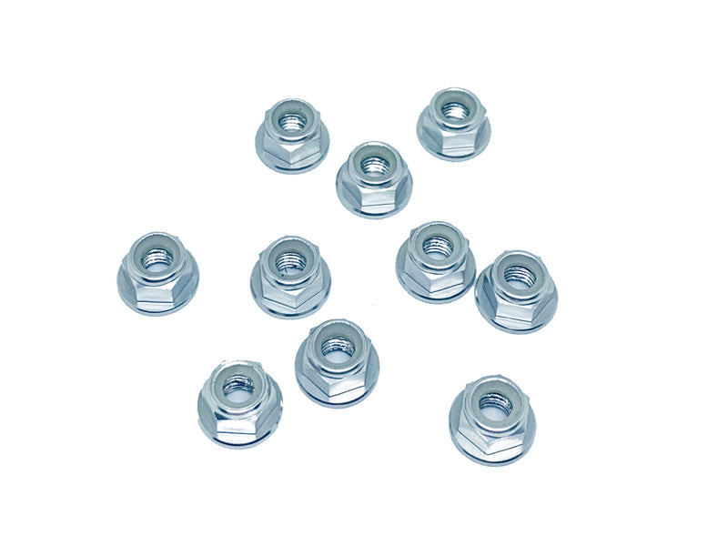 Flanged Nylon Lock Nut M5 (10pcs) Silver — Racers Edge RC
