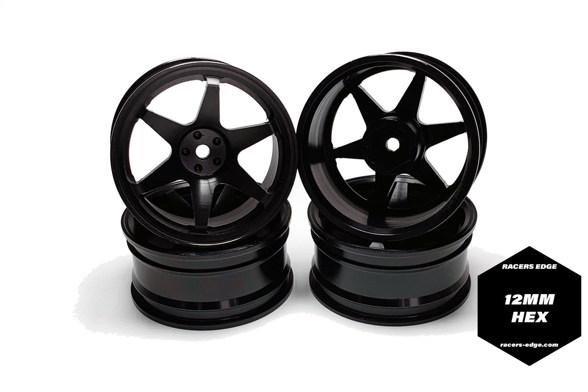 1/10 Aluminum On-Road Black Drifting Car Wheels 6V Style — Racers Edge RC
